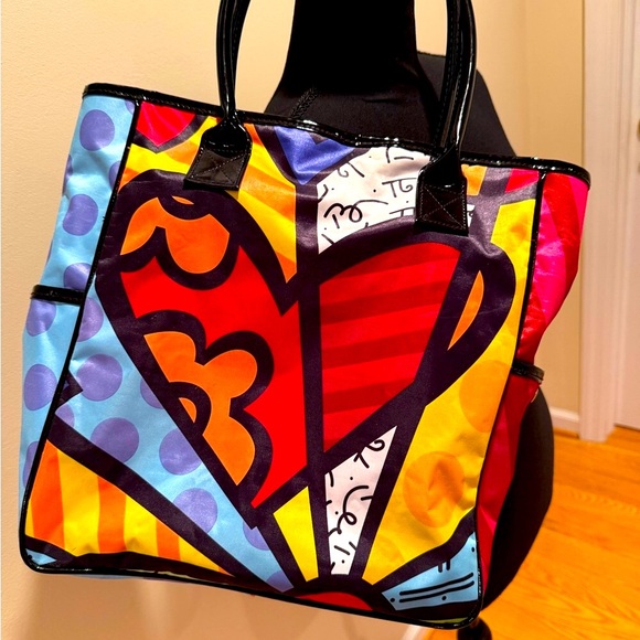 Britto | Bags | Red And Blue Artistic Tote Bag With Heart Design By ...